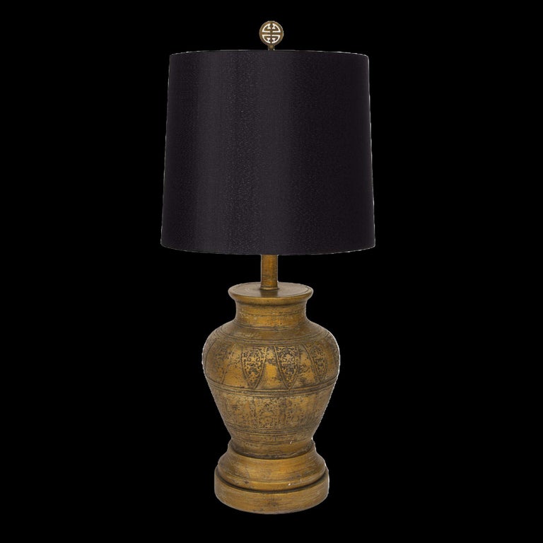 Golden Textured Ceramic Table Lamp For Sale at 1stDibs