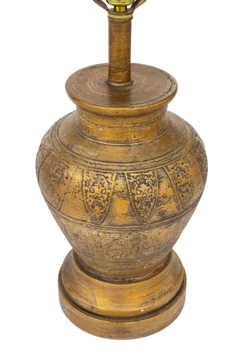 Golden Textured Ceramic Table Lamp For Sale at 1stDibs
