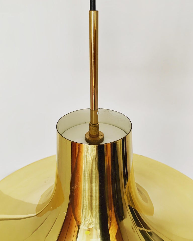 Golden Trumpet Shaped Pendant Lamp For Sale at 1stDibs