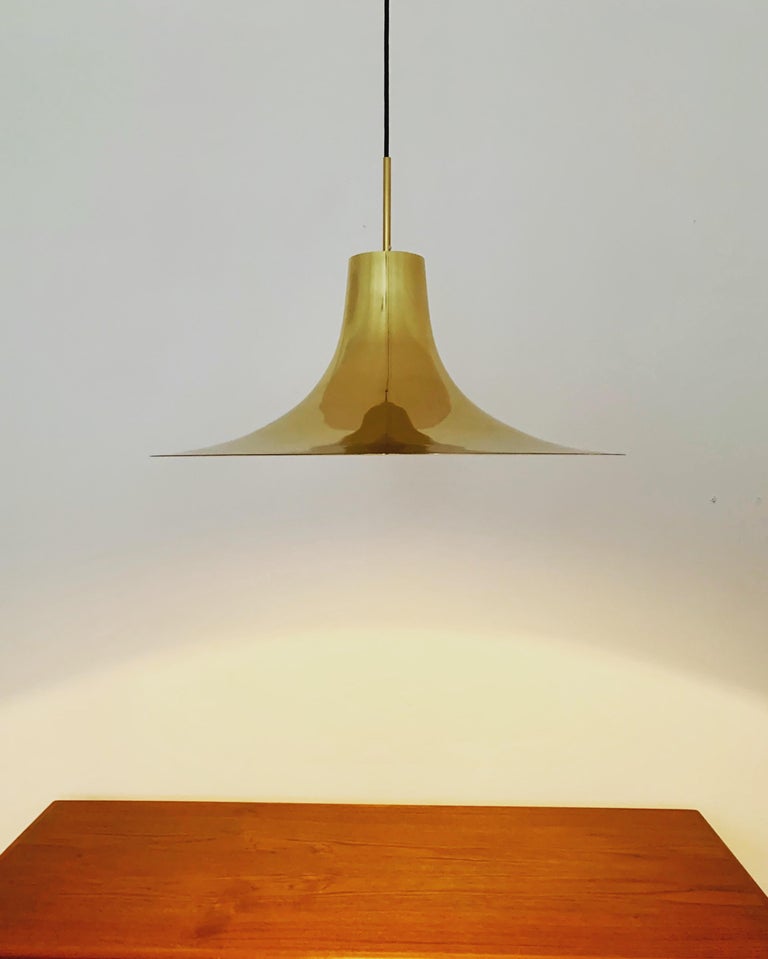 Golden Trumpet Shaped Pendant Lamp For Sale at 1stDibs
