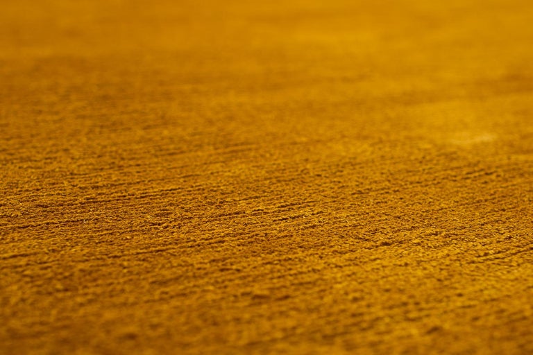 Golden Yellow Solid Silk Round Area Rug with Wild Nettle Fringe For ...