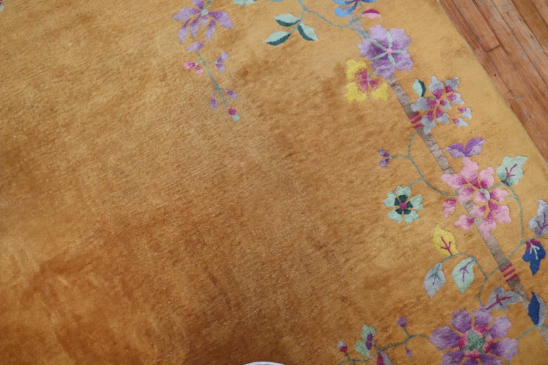 Goldenrod Art Deco Chinese Room Size Rug, 20th Century at 1stDibs