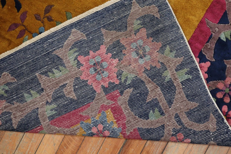 Golden Rod Pictorial Animal Chinese Art Deco Rug For Sale at 1stDibs