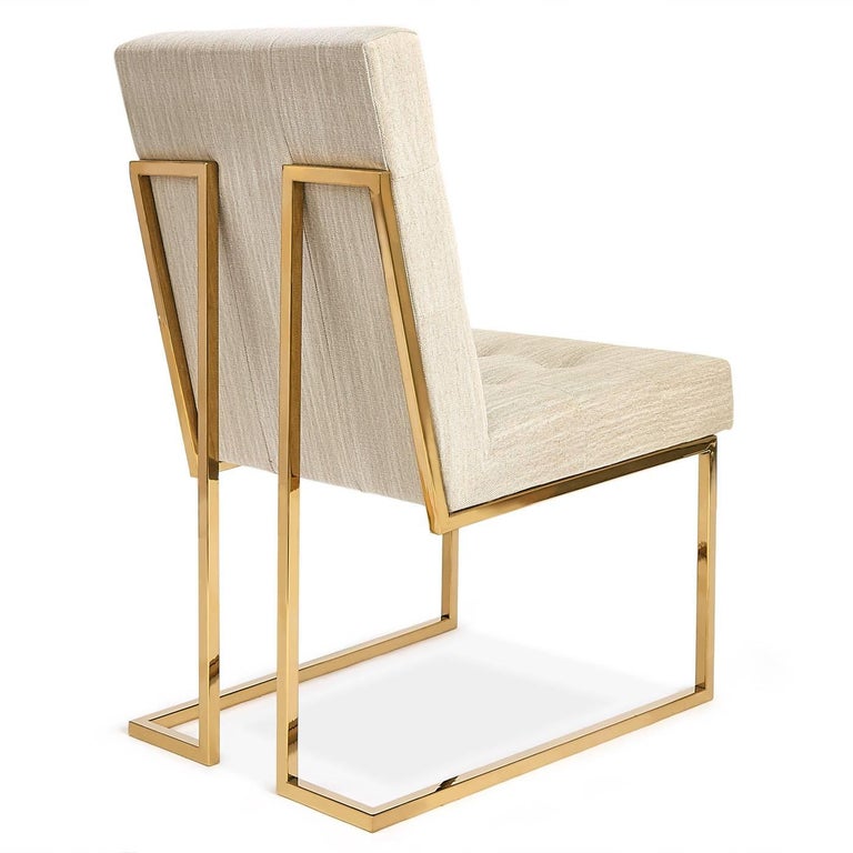 Goldfinger Linen and Brass Dining Chair at 1stDibs | goldfinger dining ...