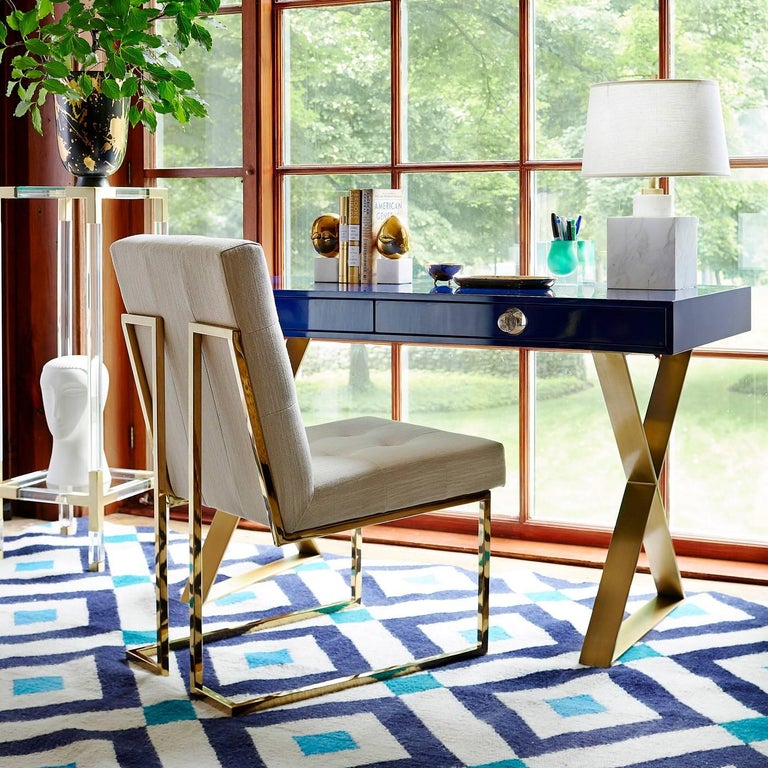 Goldfinger Linen and Brass Dining Chair at 1stDibs | goldfinger dining ...