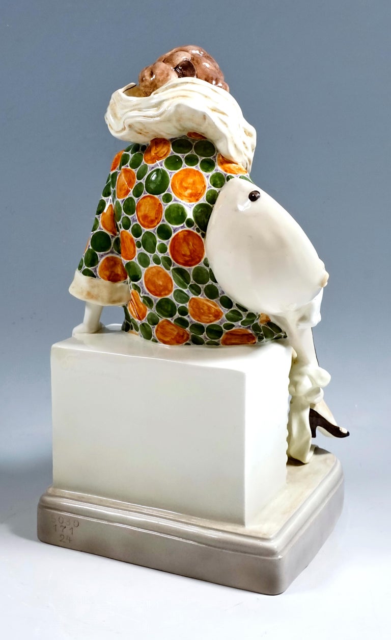 Goldscheider Art Deco Figure Seated Pierrette with Lute by W. Thomasch ...