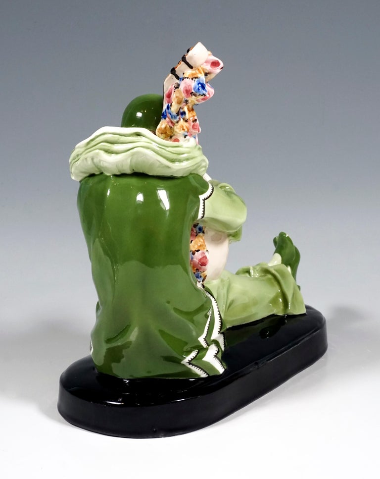 Goldscheider Art Deco Figure Seated Pierrot with Lute by Wilhelm ...