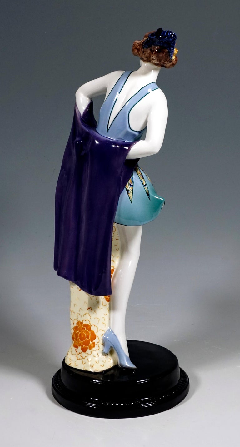 Goldscheider Art Deco Figure Standing Dancer with Headdress by Wilhelm ...