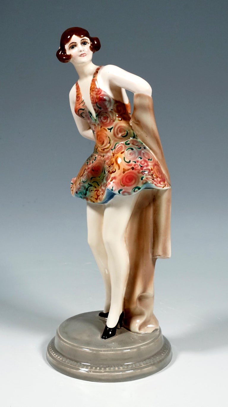 Goldscheider Art Deco Figure Standing Dancer with Headdress by Wilhelm ...