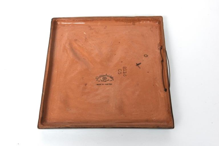 Goldscheider Art Deco Pottery Skier Falling Wall Plaque Tile at 1stDibs