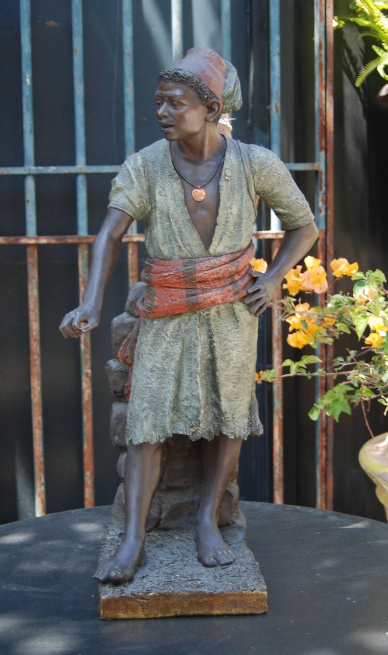 Goldscheider Blackamoor Statue Polychrome-Painted Terracotta Bust of a ...