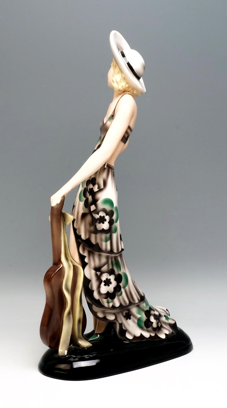 Goldscheider Figure Lady with Hat and Guitar, Stephan Dakon, Vienna ...