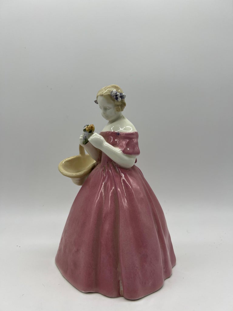 Goldscheider Porcelain Figure Girl with Basket Middle of the 20th ...