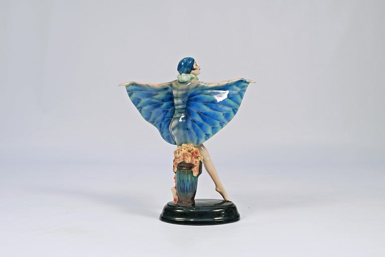 Goldscheider "the Captured Bird" Ceramic Statuette by Josef Lorenzl For ...