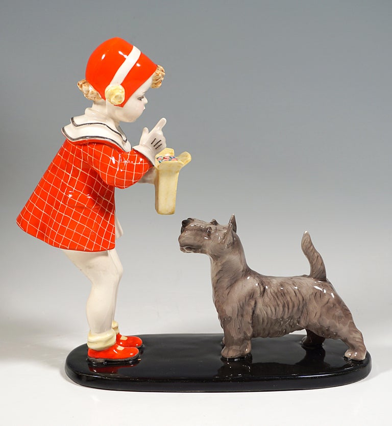 Goldscheider Vienna Figurine 'Sweet Kitty', Girl With Dog, Germaine ...