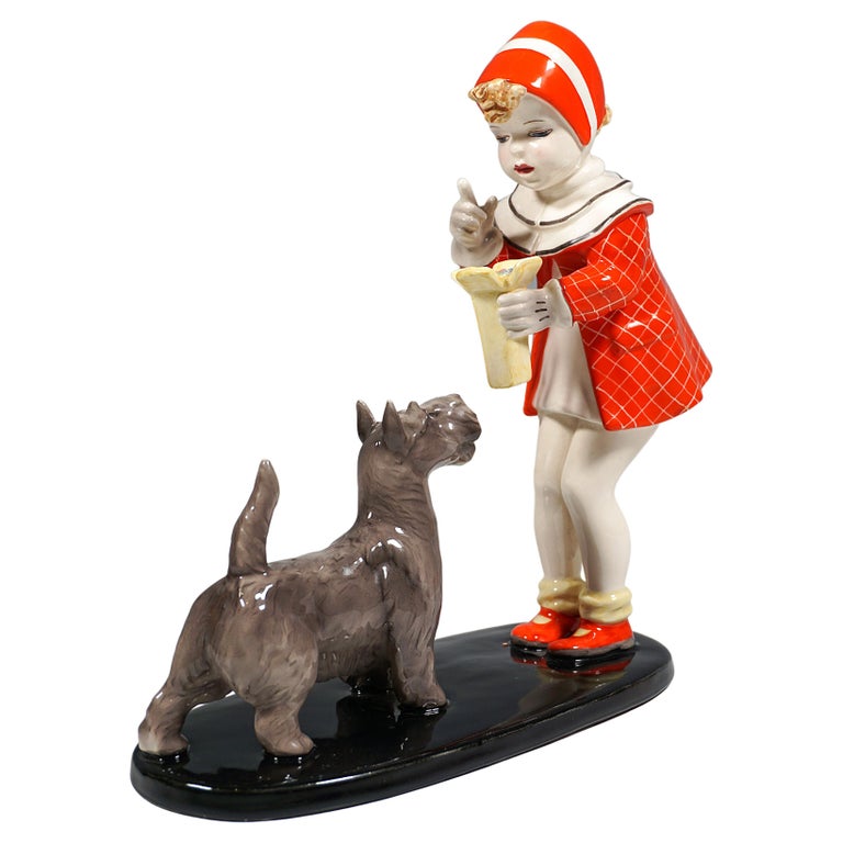 Goldscheider Vienna Figurine 'Sweet Kitty', Girl With Dog, Germaine ...