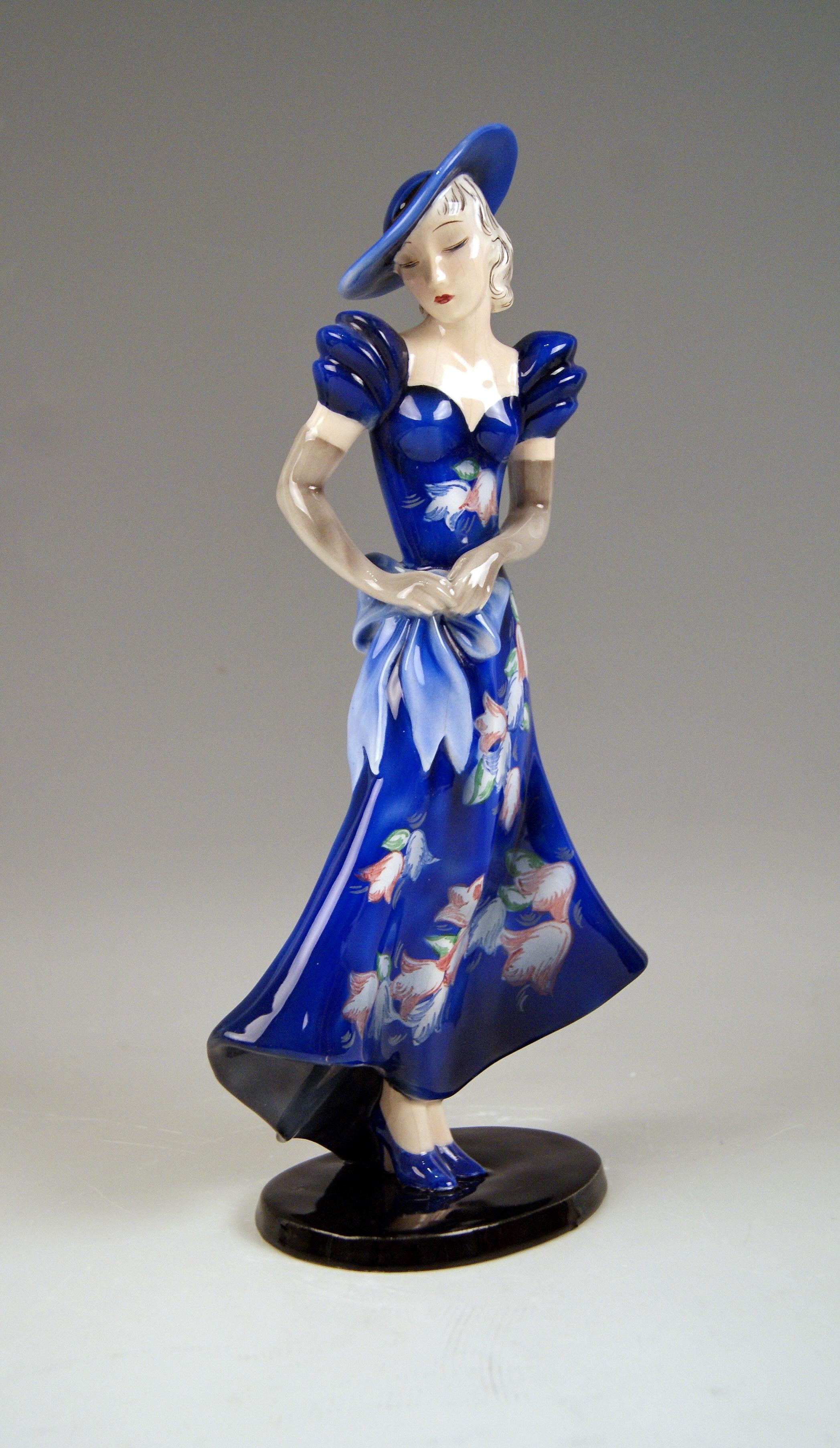 Goldscheider Vienna Lady with Blue Dress and Hat Model 7275 circa 1935 ...
