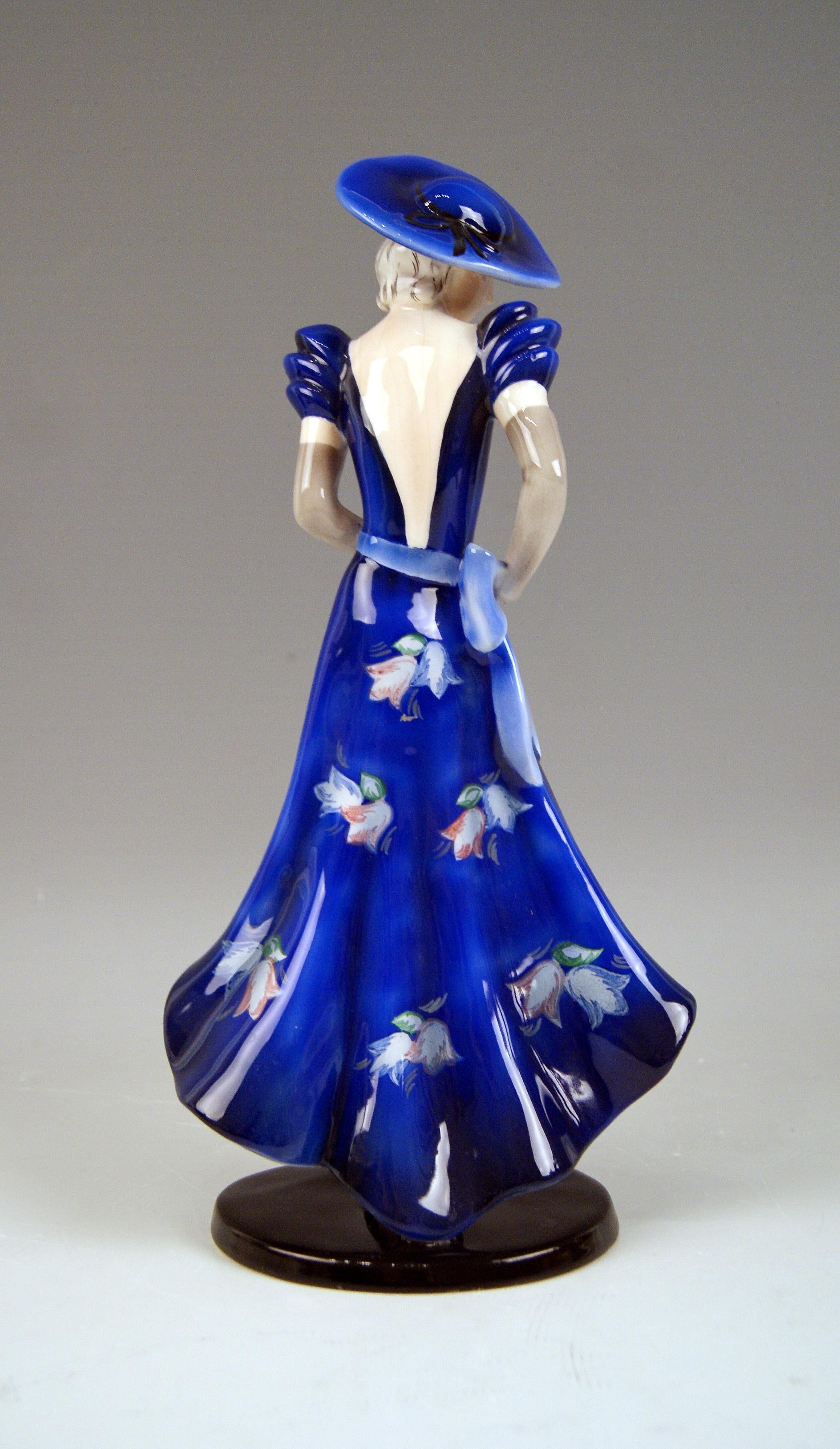 Goldscheider Vienna Lady with Blue Dress and Hat Model 7275 circa 1935 ...
