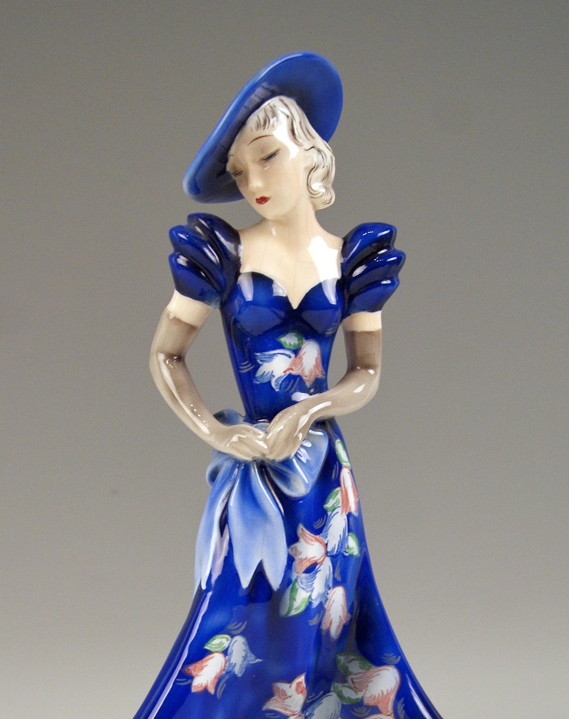 Goldscheider Vienna Lady with Blue Dress and Hat Model 7275 circa 1935 ...