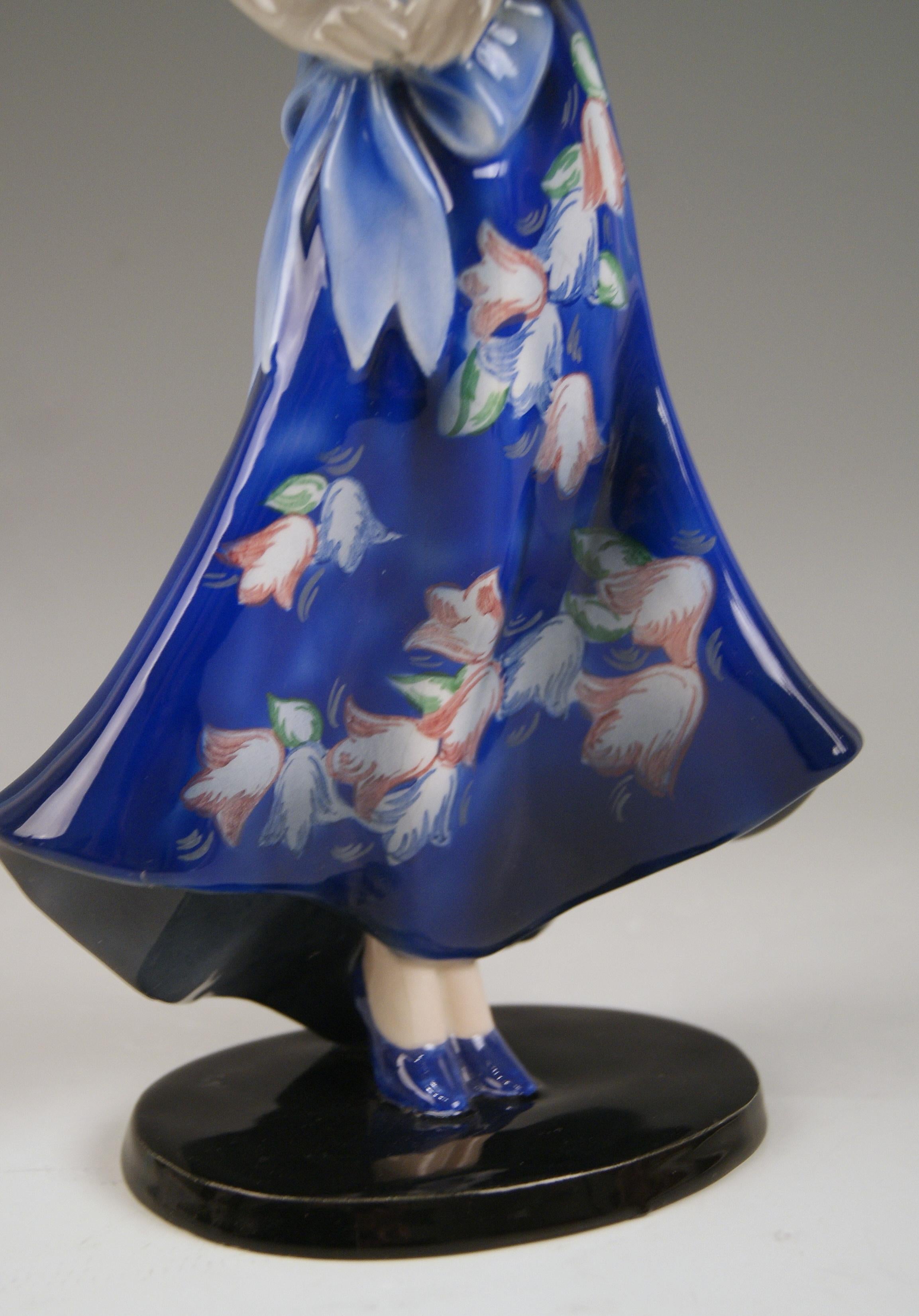 Goldscheider Vienna Lady with Blue Dress and Hat Model 7275 circa 1935 ...