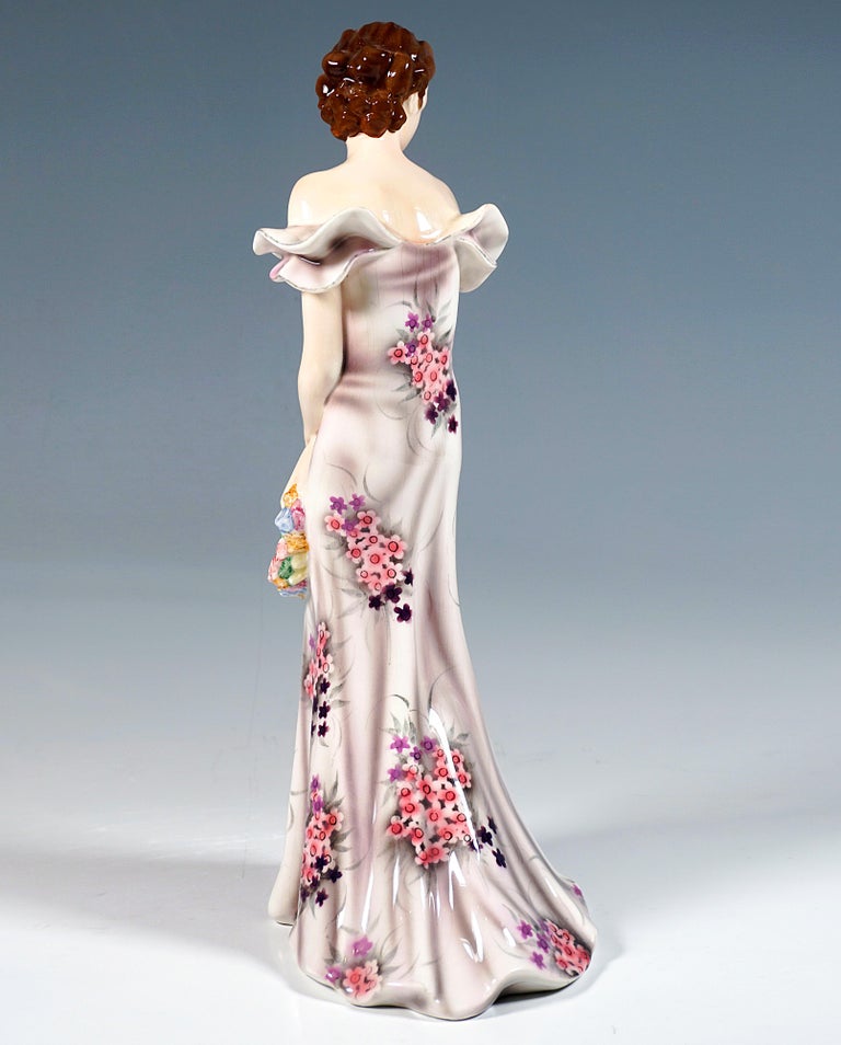 Goldscheider Vienna, 'Summer Evening', Elegant Lady with Wreath of ...