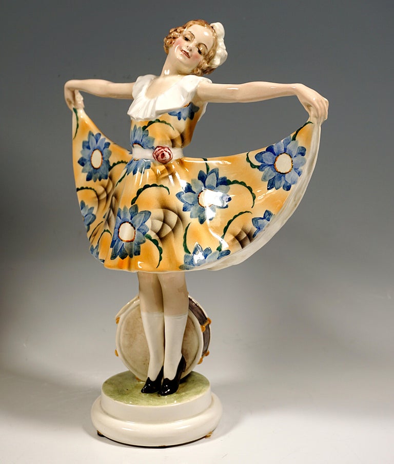 Goldscheider Vienna, Young Lady Dancer in Flower Dress, by Josef ...
