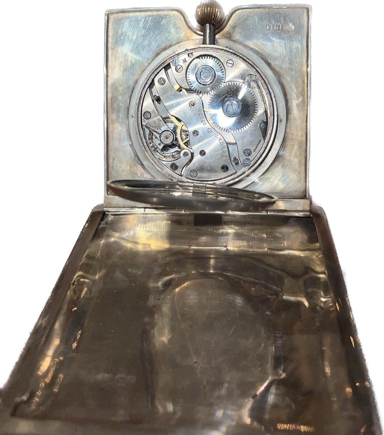Goldsmith and Silversmith Sterling Silver Travel Desk 8 Day Clock For ...