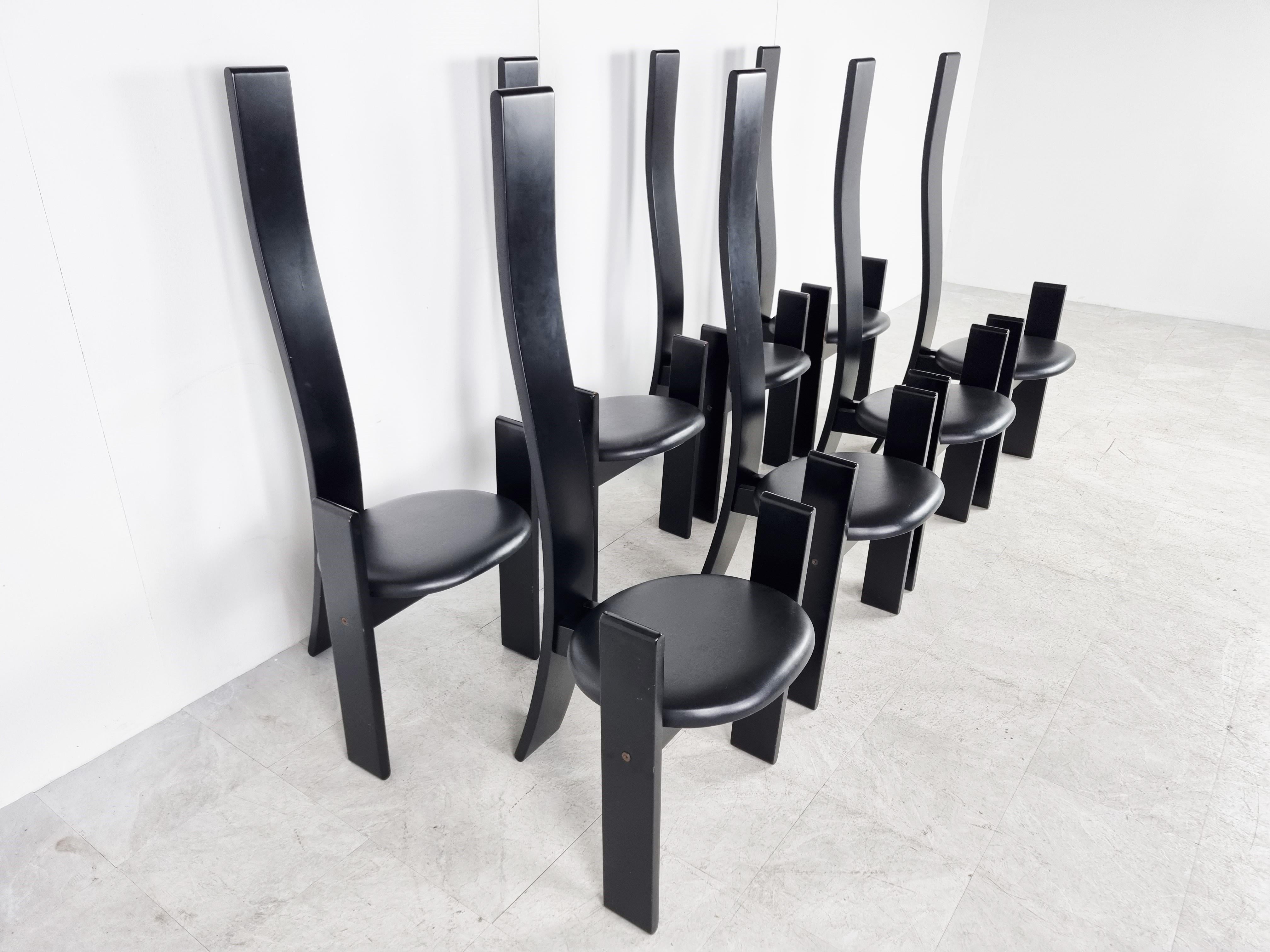 Golem Chairs by Vico Magistretti, Set of 8, 1970s For Sale at 1stDibs
