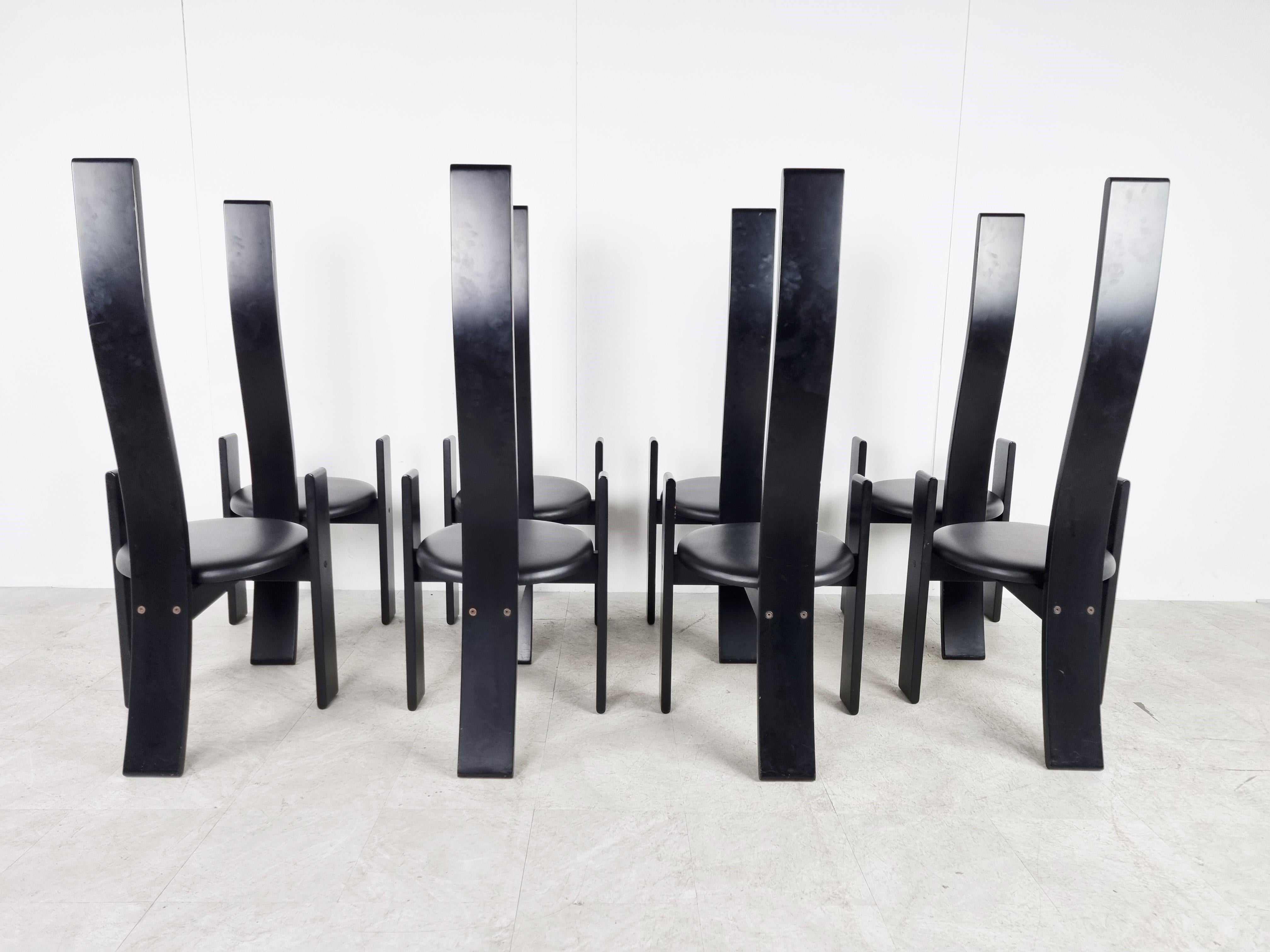 Golem Chairs by Vico Magistretti, Set of 8, 1970s For Sale at 1stDibs