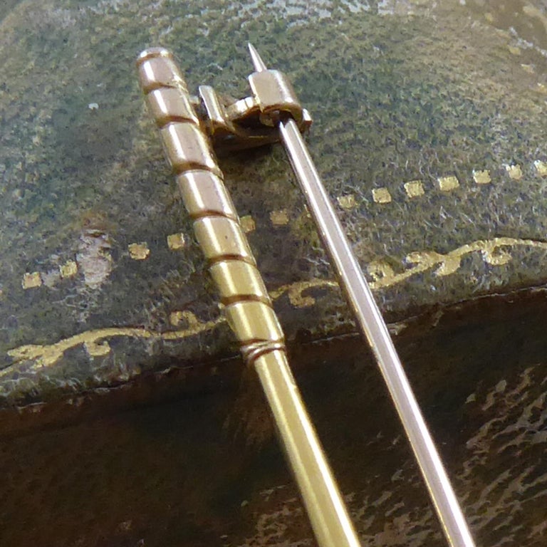 Golf Club Brooch in 18ct Yellow Gold, and Platinum with Pearl "Golf ...