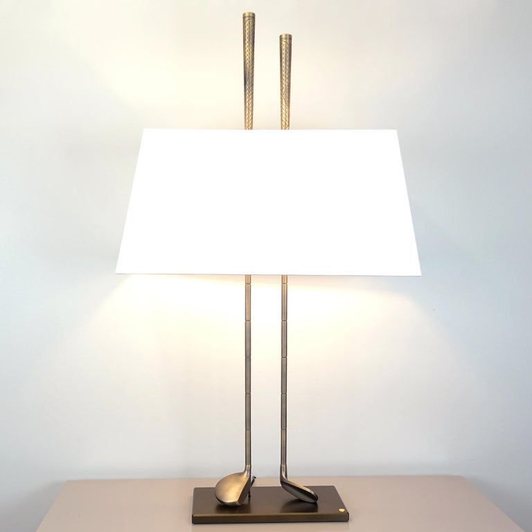 Golf Club Table Lamp in Vintage Brass Finish For Sale at 1stDibs