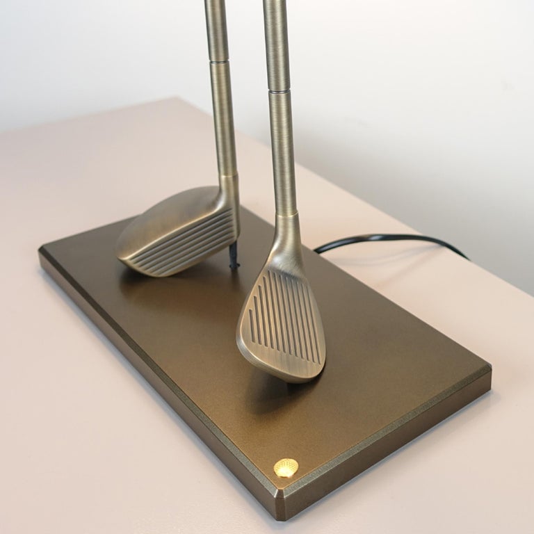 Golf Club Table Lamp in Vintage Brass Finish For Sale at 1stDibs