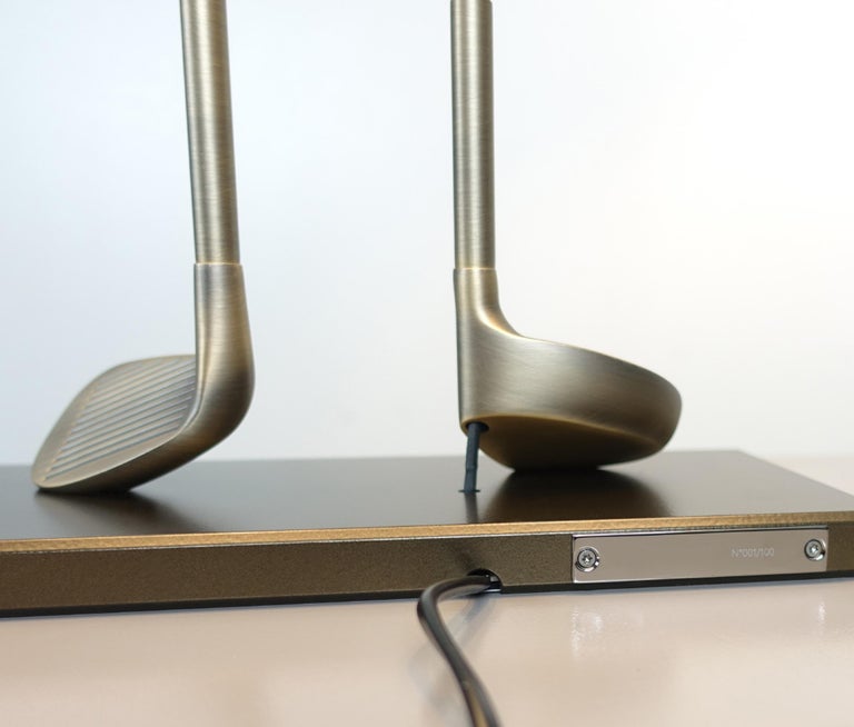 Golf Club Table Lamp in Vintage Brass Finish For Sale at 1stDibs