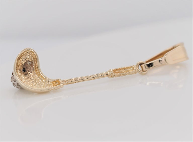 Golf Club with Diamond Golf Ball 14 Karat Gold Charm Pendant For Sale ...
