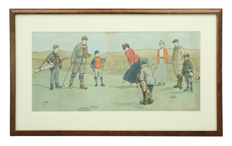Vintage Golf Print, Lithograph by John Hassal, Putting Out at 1stDibs