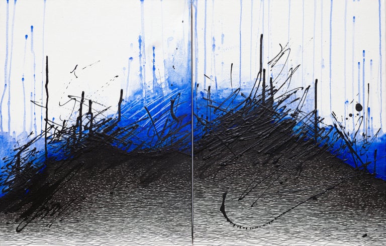 Golnaz Fathi - Contemporary minimalist abstract blue and black Iranian ...