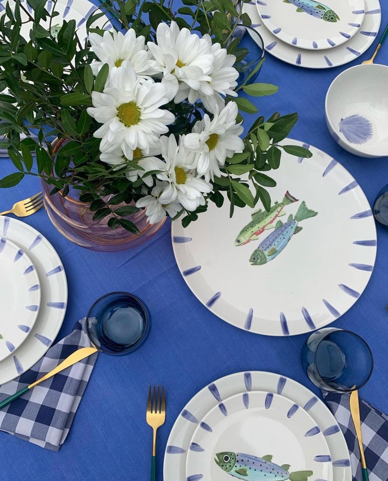 Gone Fishing Hand Painted Plates Collection For Sale at 1stDibs