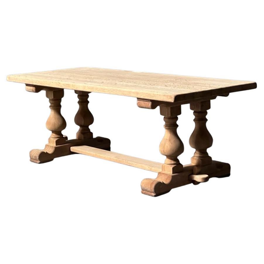 Good Quality French Bleached Oak Farmhouse Dining Table For Sale at 1stDibs