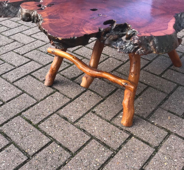 Good Size Organical Shape Cherry Burl Tree Coffee Table, Stunning Grain ...