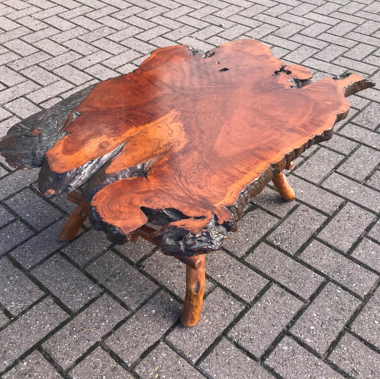 Good Size Organical Shape Cherry Burl Tree Coffee Table, Stunning Grain ...