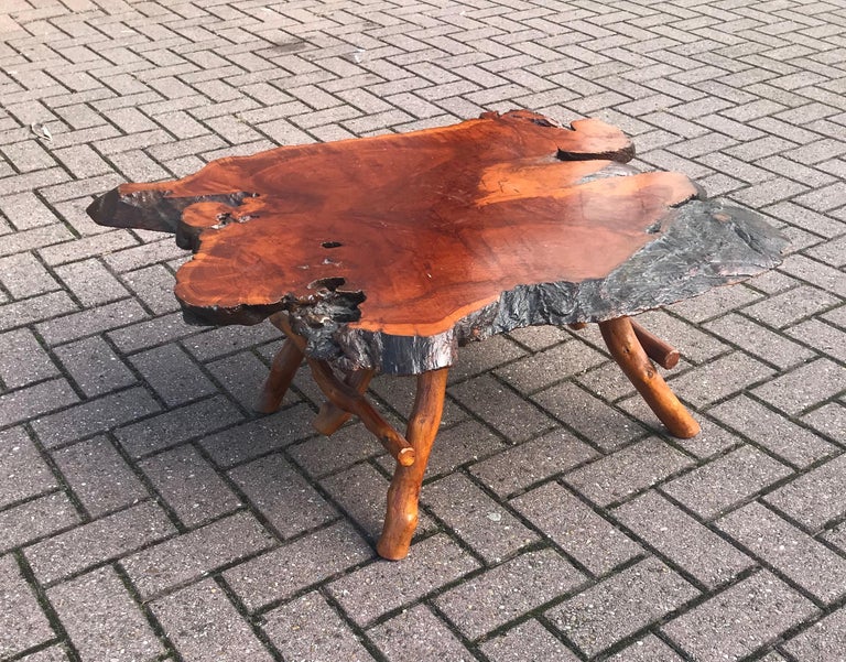 Good Size Organical Shape Cherry Burl Tree Coffee Table, Stunning Grain ...