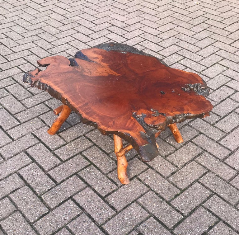 Good Size Organical Shape Cherry Burl Tree Coffee Table, Stunning Grain ...