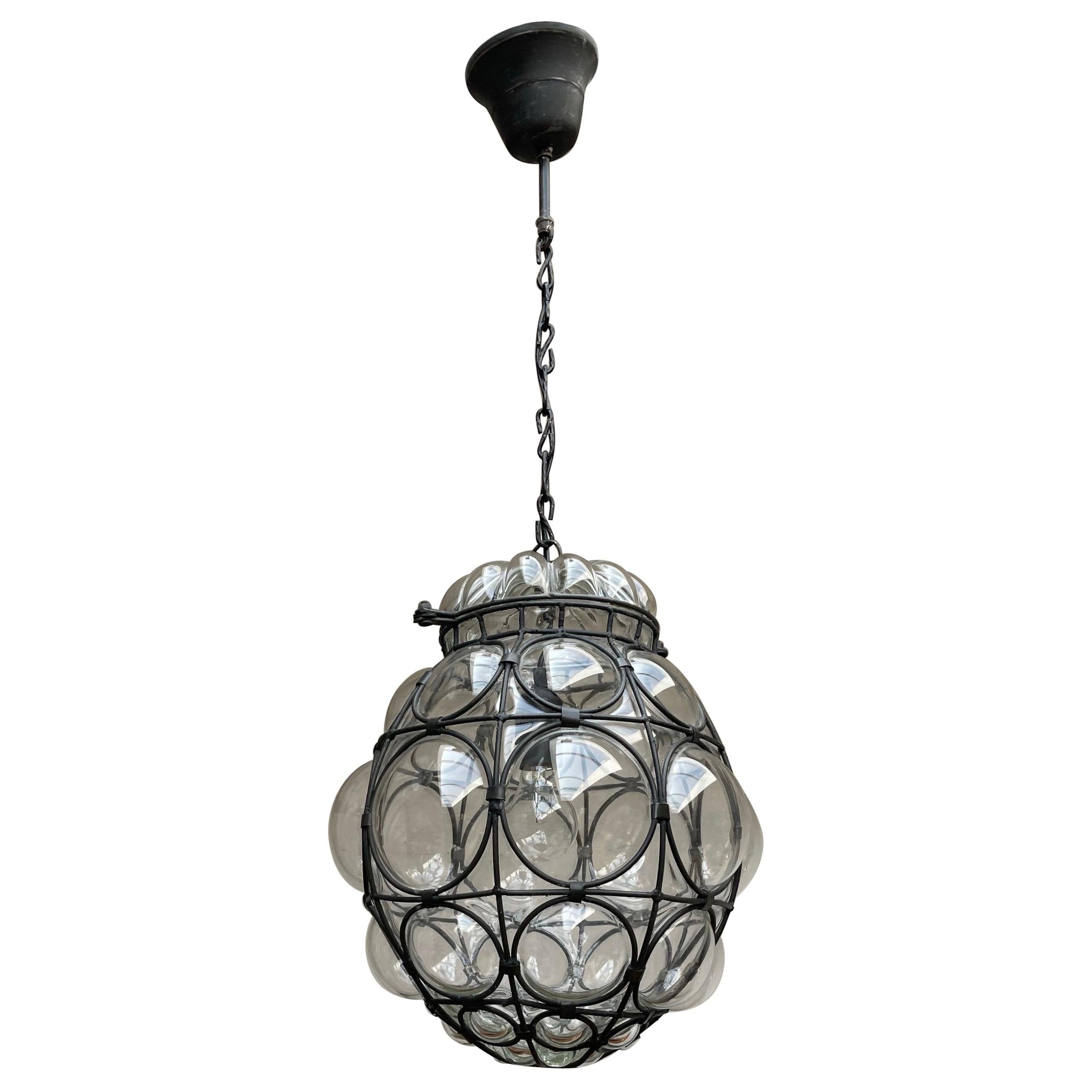 Good Size Venetian Mouth Blown Glass in Hand Knotted Metal Frame ...