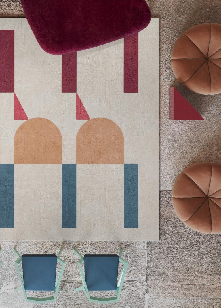 Googie, Colorful Unusual Wool Silk Rug For Sale at 1stDibs