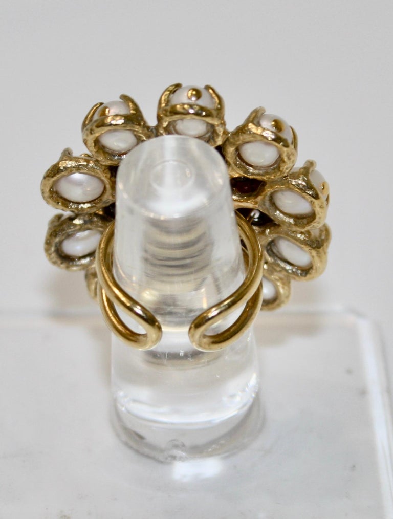 Goossens Paris Baroque Pearls and Garnet Ring For Sale at 1stDibs