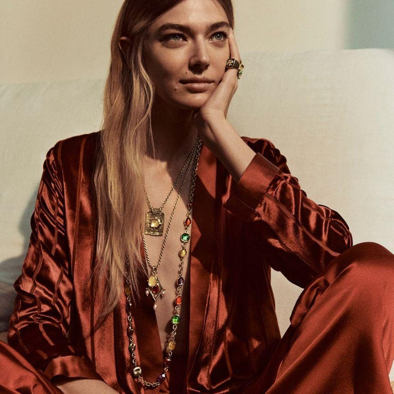 Goossens Paris Cabochons rainbow long necklace For Sale at 1stDibs