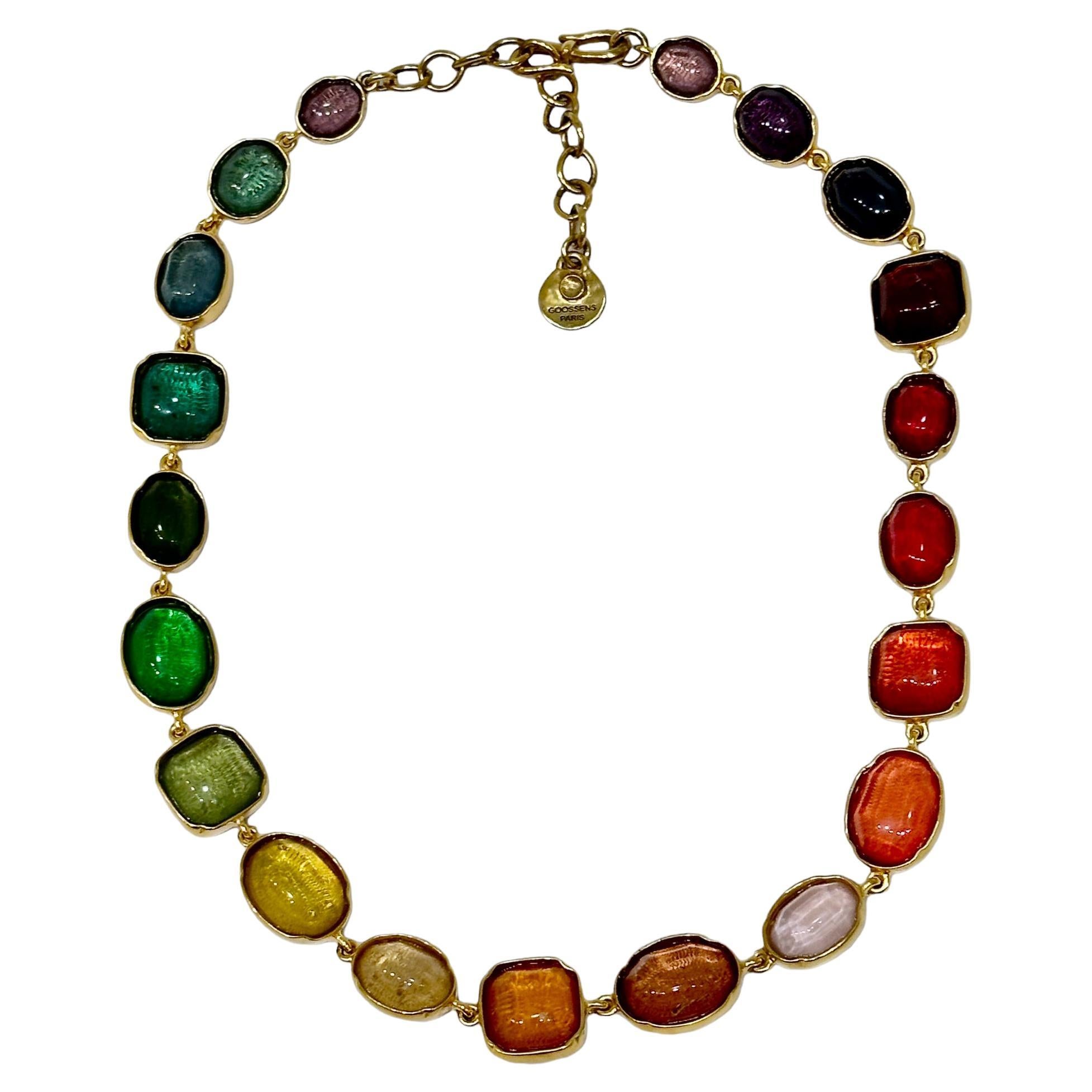 Goossens_Paris Rainbow Cabochons Choker at 1stDibs