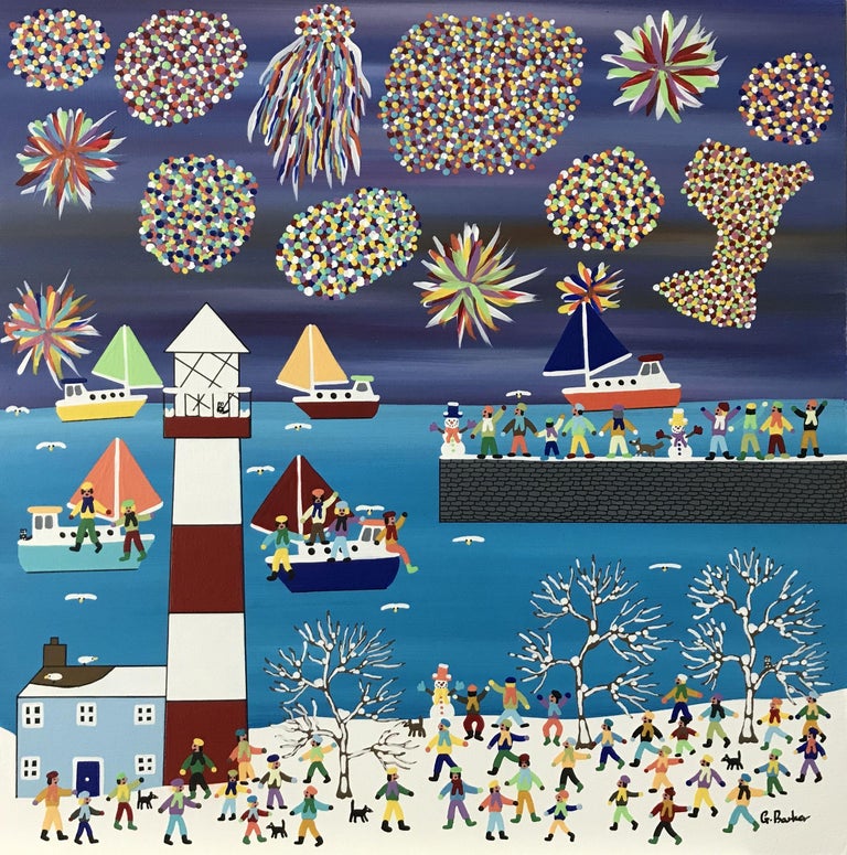 Gordon Barker - Snowy fireworks, Painting, Acrylic on MDF Panel For ...