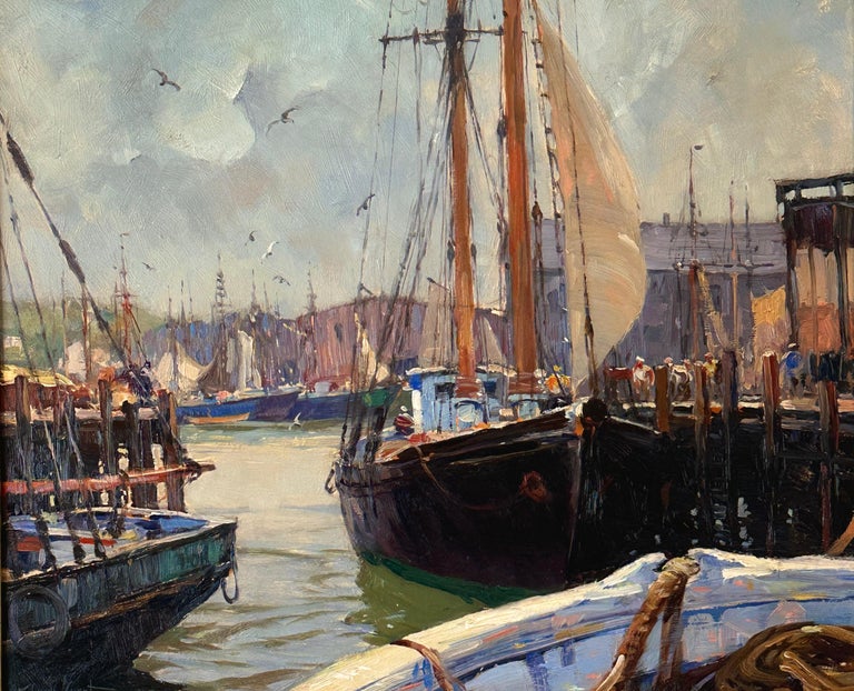 Gordon Grant - Gloucester Docks, 1941, seascape of Cape Ann by famous ...