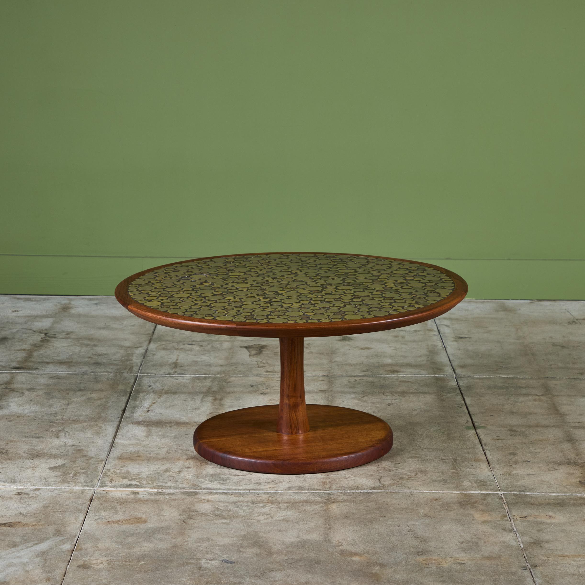 Gordon and Jane Martz Green Coin Tile Mosaic Coffee Table For Sale at ...